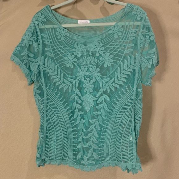 Charming Charlie | Tops | Bright Turquoise Top Light And Airy With ...